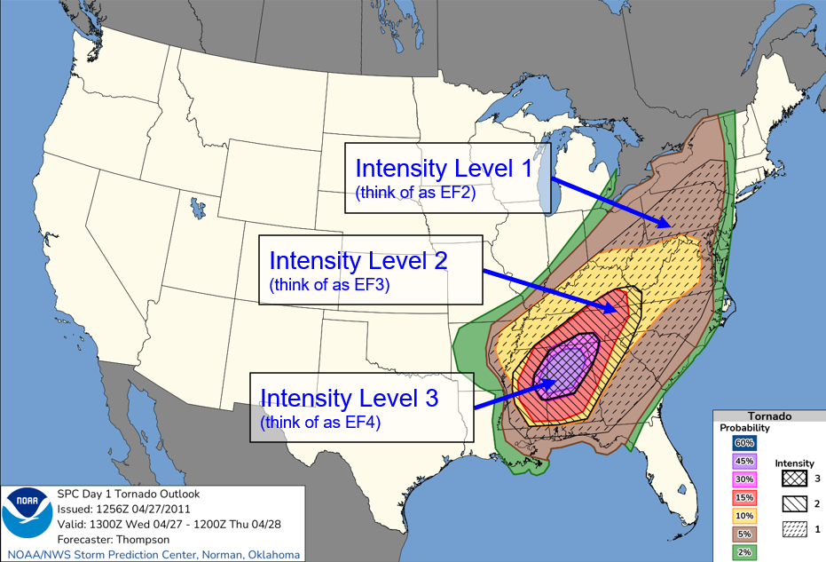 Storm Prediction Center convective outlooks to add intensity potential ...